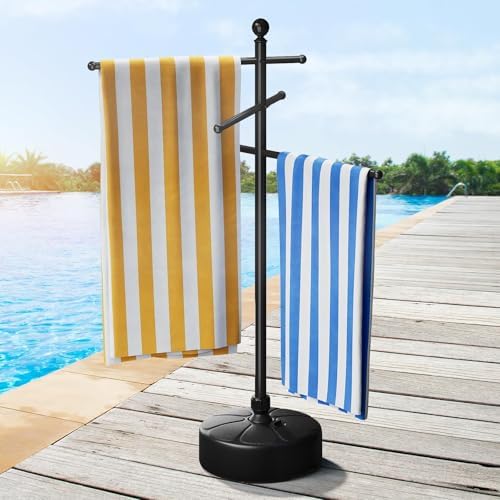Amazon.com: ELYKEN Pool Towel Rack Outdoor, 59" Outdoor Towel Rack with ...
