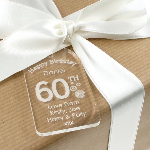 Personalised 60th Birthday Acrylic Gift Tag for him, 60th birthday gift ...