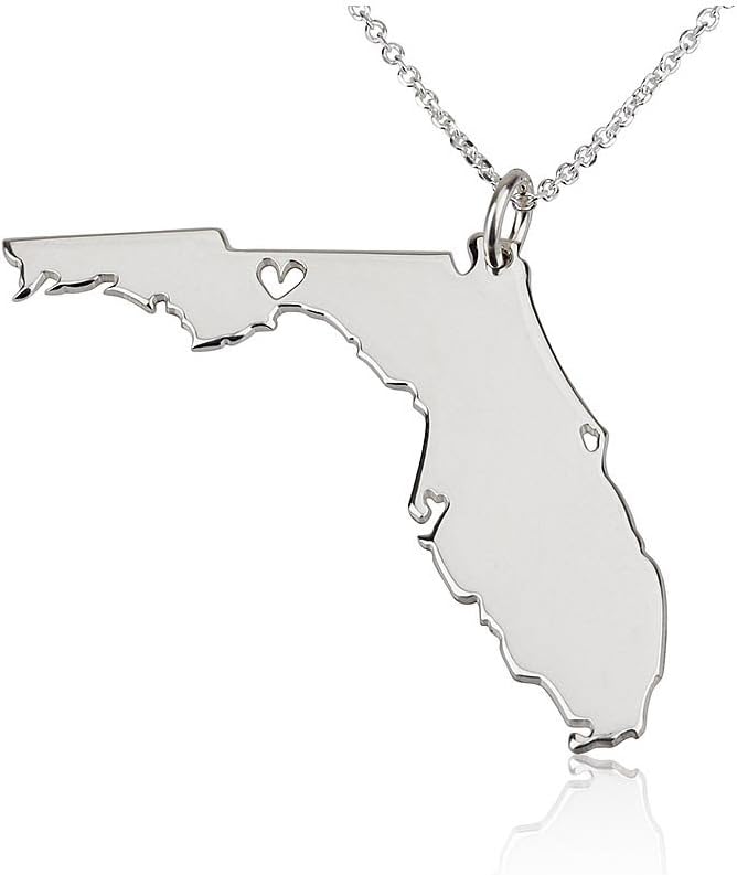 Amazon.com: State Necklace Florida State Charm Necklace Sterling Silver ...