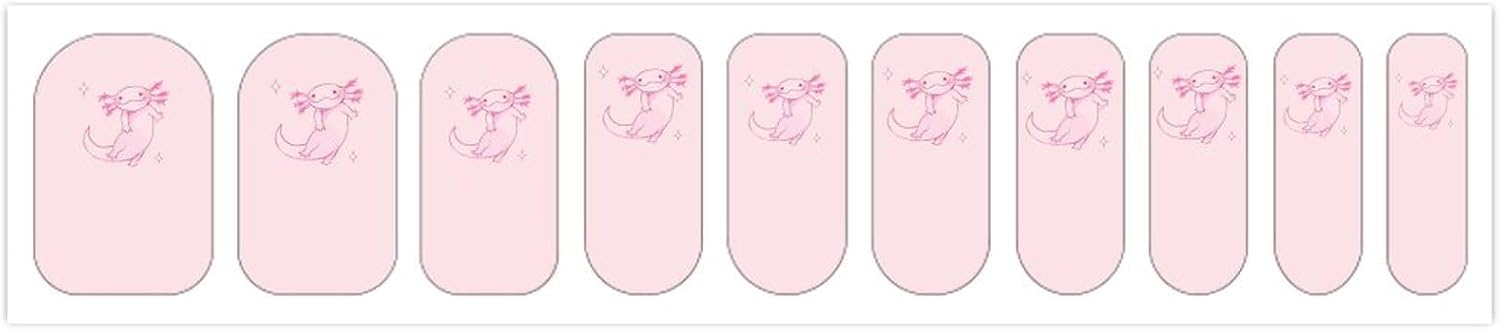 Amazon.com: Cartoon Pink Axolotl Cute Full Wrap Nail Polish Stickers ...