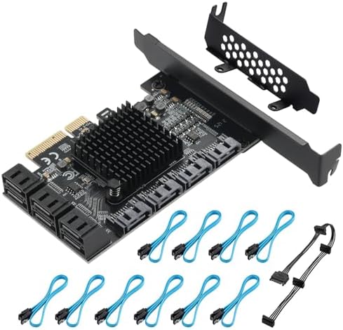Amazon.com: PCIE to SATA 3.0 Card 10 Ports,PCIE to SATA III 6Gbps ...