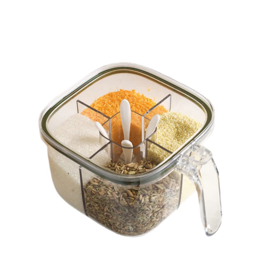 Amazon.com | Clear Seasoning Box,4 Compartments Sealed Seasoning Box ...