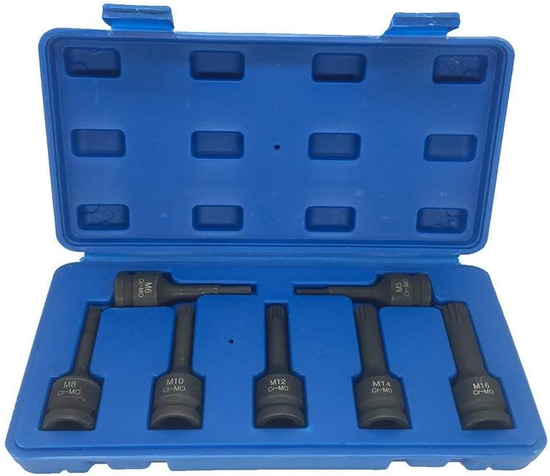 Allen Impact Metric Hex Bit Socket Set Cr-Mo 7 Pieces 1/2-Inch Drive M5 ...