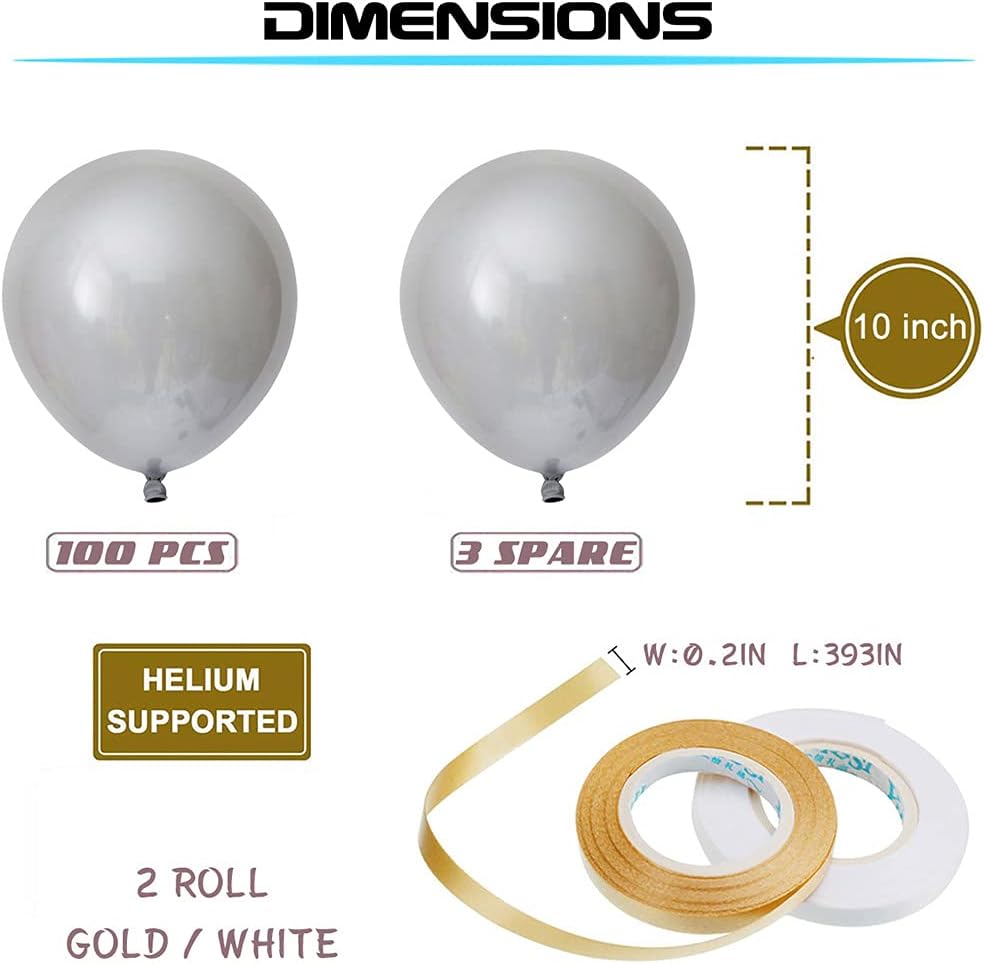 100 pcs Pack of Pastel Grey Balloons 10 inch Party Balloons Grey ...