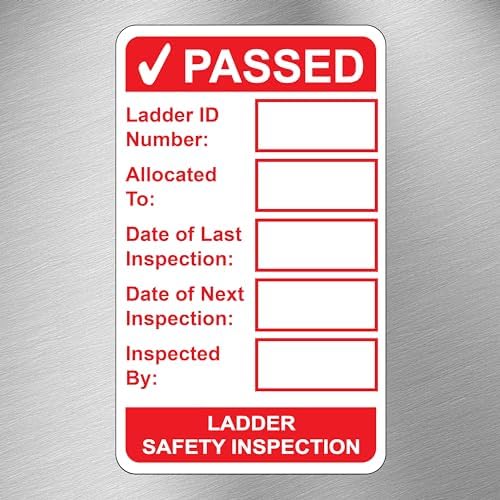 24 Ladder Safety Inspection self Adhesive Vinyl Stickers - 79mm x 48mm ...