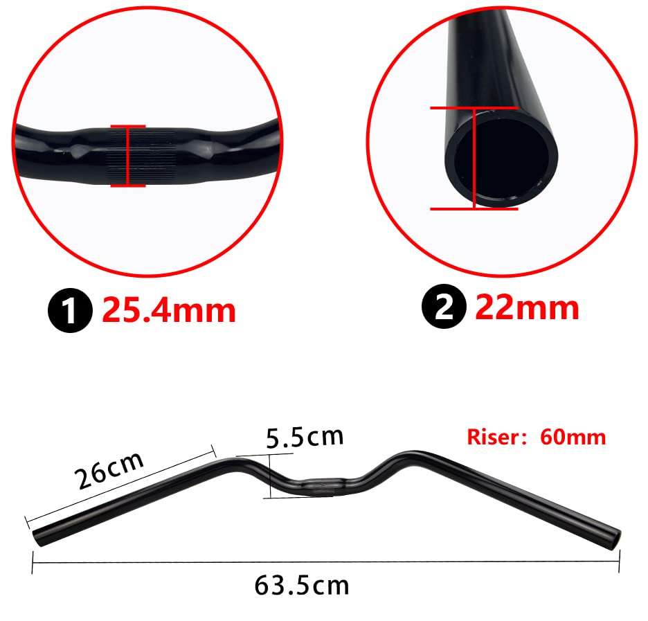 MEGHNA Bicycle Handlebar 25.4mm*620mm Aluminium Alloy Riser Bars for ...