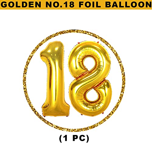 Party Propz Golden 18 Balloon For Birthday - Set of 1 Pc (16 inch) Gold ...