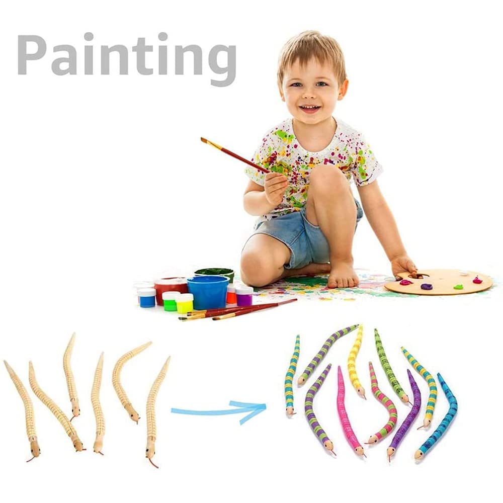 FTEYJEUIOTY 10Pcs 12 Inch Unfinished Wooden Wiggly Snakes Jointed ...