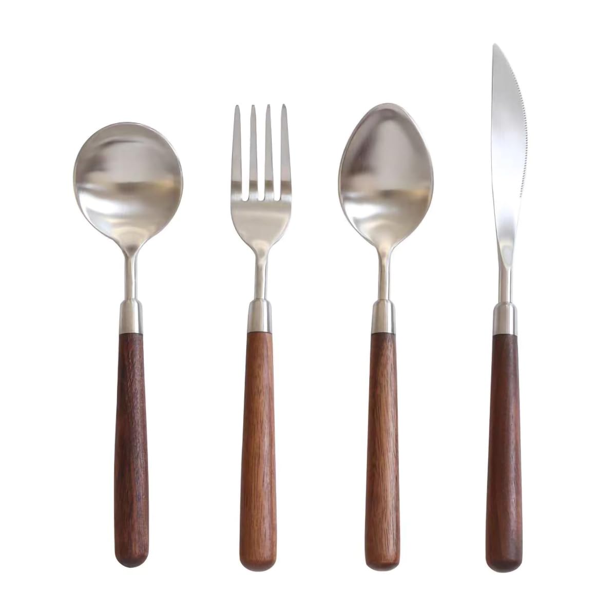 Amazon.com | Elegant Natural Walnut Wood Handle Flatware Set for 8 ...