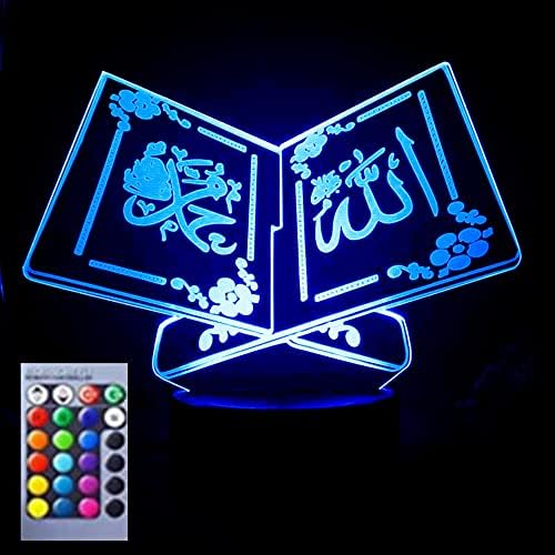 Jinnwell 3D Muslim Allah Islamic Night Light Lamp Illusion Night Light ...