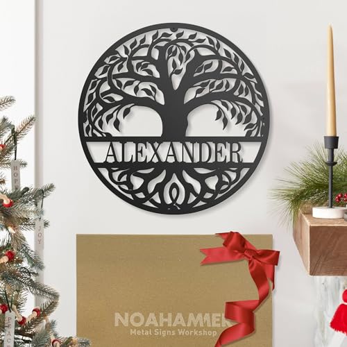 Amazon.com: Established Family Tree Name Sign, Personalized Metal Signs ...