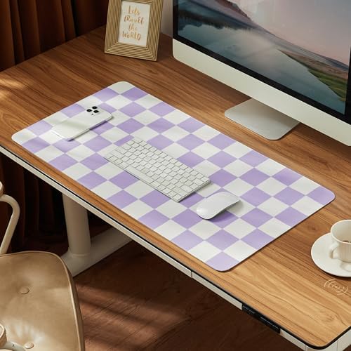 Amazon.com : Ohocut Checkered Desk Mat, 31.5" x 15.7" Large Cute Purple ...