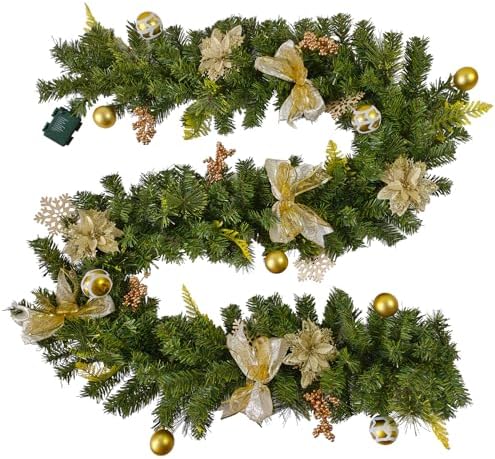 Amazon.com: MorTime 9 FT LED Christmas Garland with Pinecones Red ...
