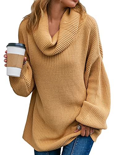 Simplee Women's Oversized Cowl Neck Knit Pullover Sweater Casual Loose ...