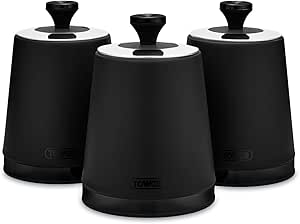 Tower T826137BLK Sera Set of 3 Canisters Black with Smoked Trims, Stainless Steel : Amazon.co.uk ...