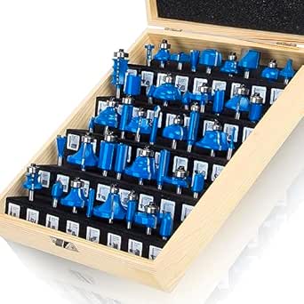 TAIWAIN Router Bit Set 41 PCS, 1/4 Shank Round Over Panel Cabinet Door ...