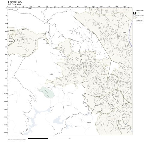 Amazon.com : ZIP Code Wall Map of Fairfax, CA ZIP Code Map Not ...