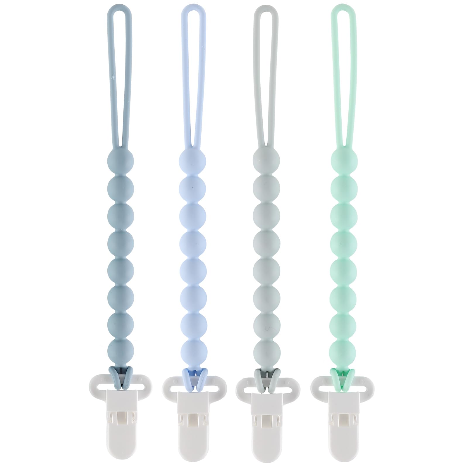 Amazon.com : 4-Pack Silicone Pacifier Clips with One-Piece Beads for ...