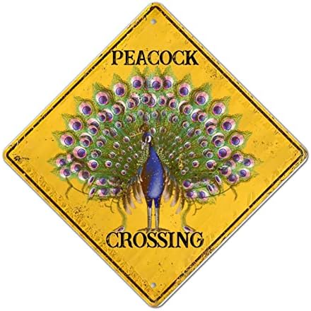 Amazon.com: Caution Peacock Crossing Xing Sign Rustic Metal Tin Sign ...