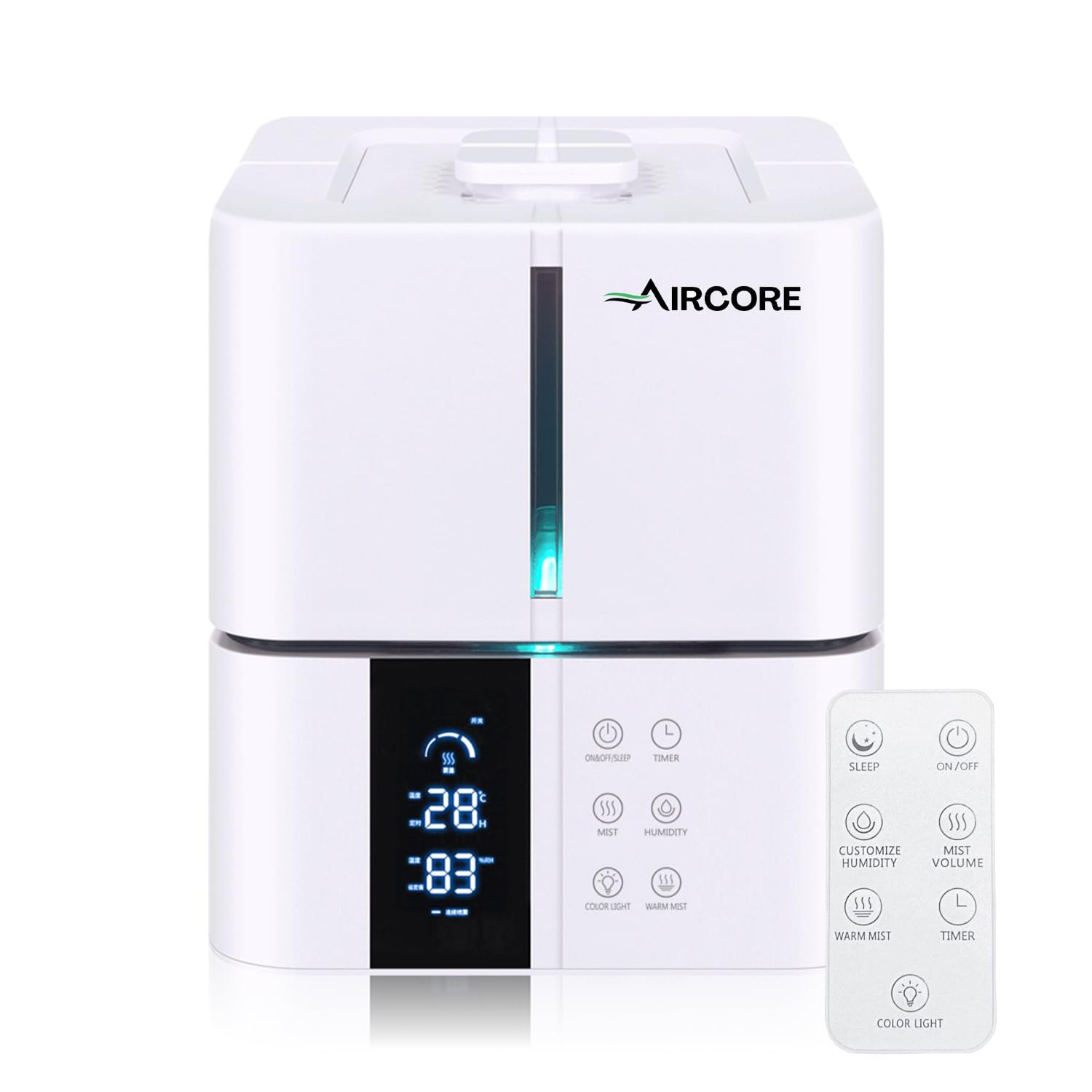 AIRCORE Air Humidifier for Home, Top Fill 5L Cool Mist Humidifier with ...