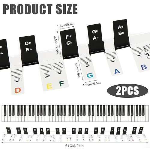 Removable Piano Keyboard Note Labels, Reusable Piano Music Notes Guide ...