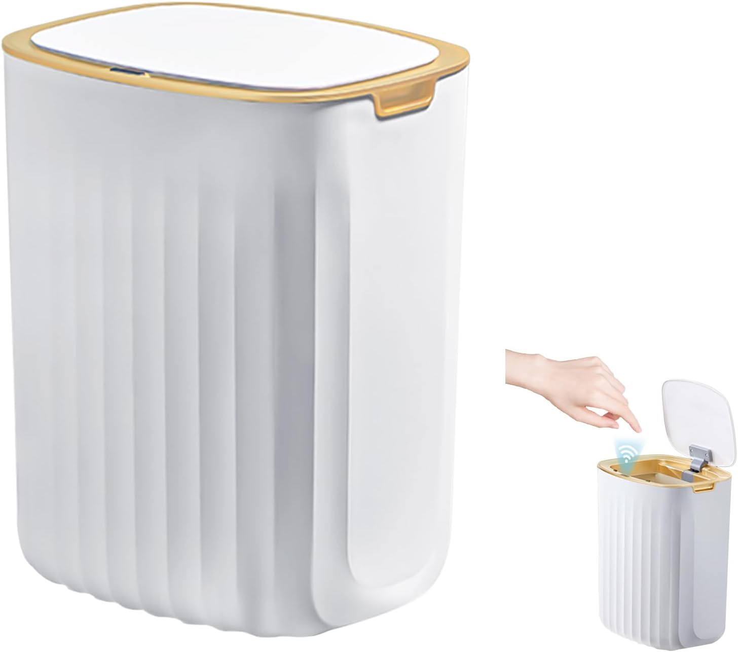 Automatic Trash Can with Lid for Bathroom, 12 Liter Slim Smart Garbage ...