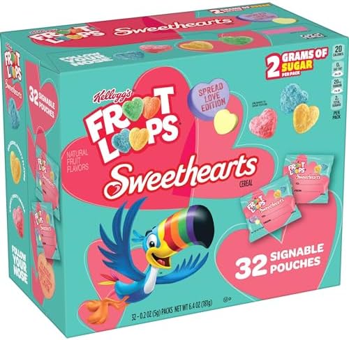 Amazon.com: Kellogg’s Froot Loops Sweethearts Cereal Snacks, Valentine ...