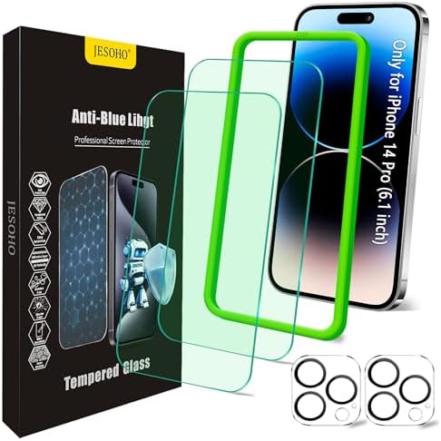 Amazon.com: JESOHO 2 Pack Screen Protector for iPhone 14 Pro (6.1")+ 2 ...