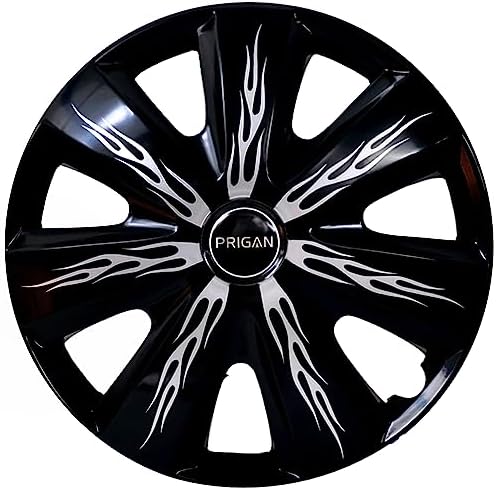 PRIGAN 13 Inch Universal BLACK Silver Wheel Cover/Cap for All 13 Inch ...