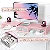 Amazon.com: TEAMIX Pink Dual Monitor Stand Riser with Drawer - Length ...