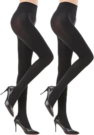 RubyRunk 2 Pairs Opaque Tights For women 80D,Women's Soft Control Top ...