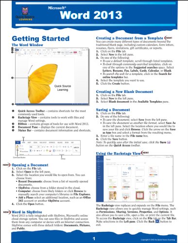 Word 2013 Quick Source Reference Guide: Quick Source: 9781935518358 ...