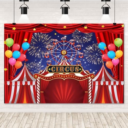 Amazon.com : Circus Backdrop Red Circus Carnival Night Backdrop for Birthday Party Tent Ferris ...