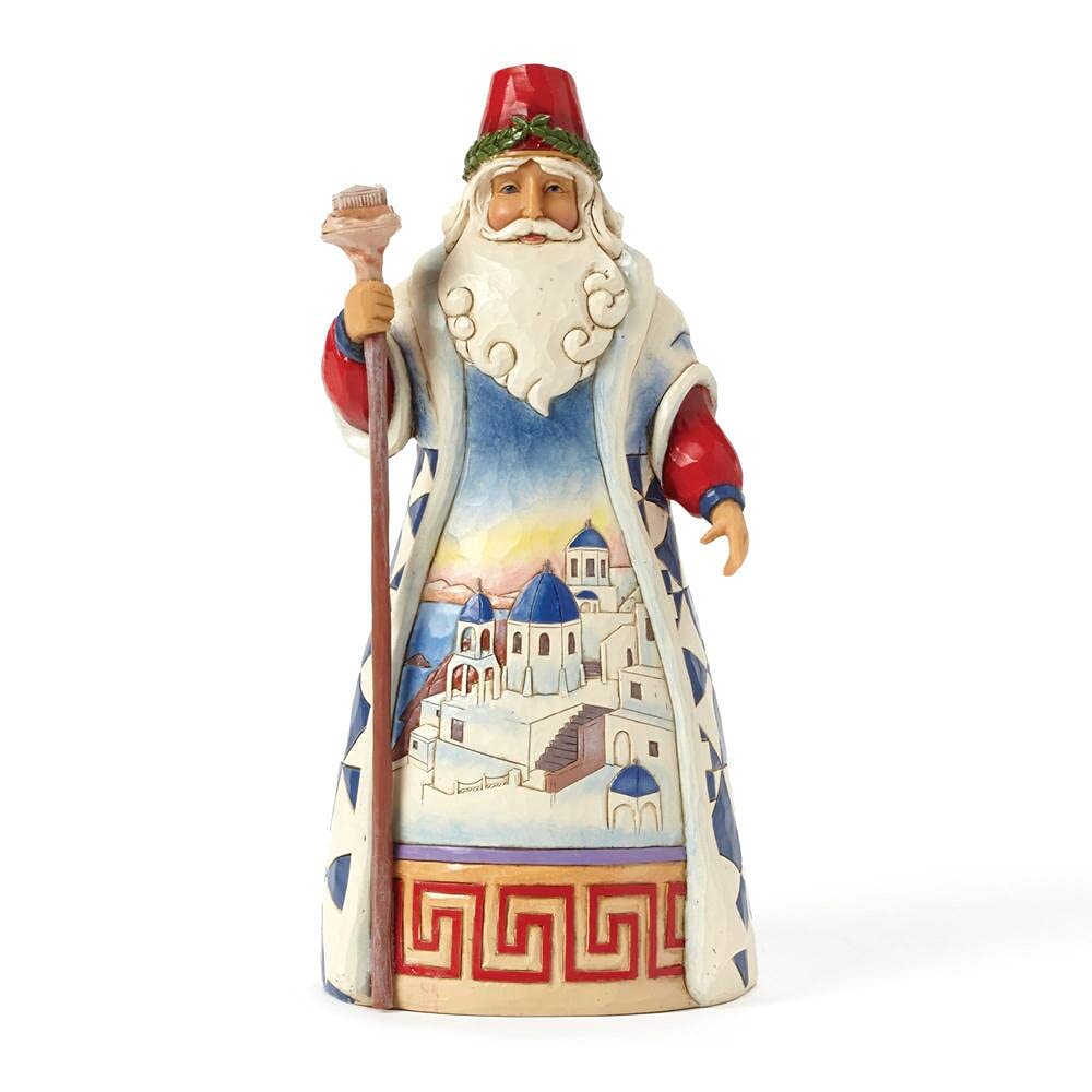 Buy Enesco Jim Shore Heartwood Creek Greek Santa Figurine, 7-Inch, Red ...