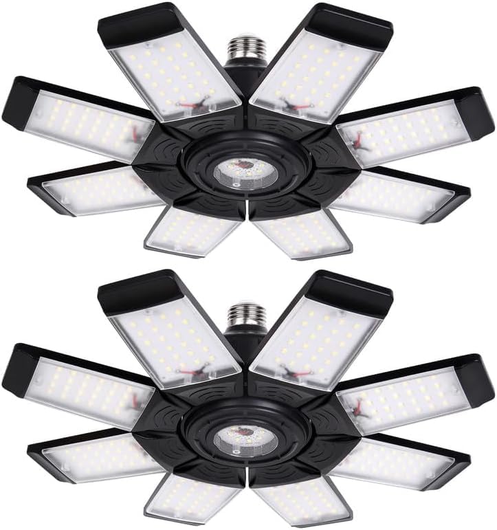 Deformable LED Garage Light - 20000 Lumen 6500K Daylight 200W, Eight ...