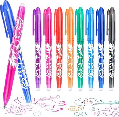 KERIFI Erasable Pens Rub Out Pens, 0.5mm Erasable Gel Pens with Rubbers ...