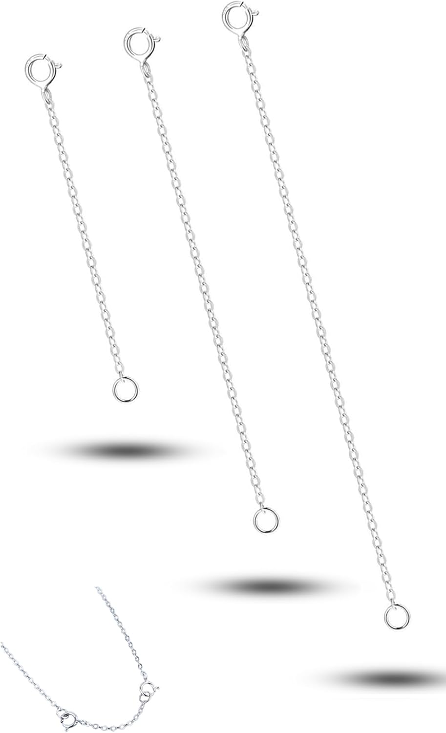 Honwor 925 Sterling Silver Necklace Extenders - 3-Pc Set, Durable ...