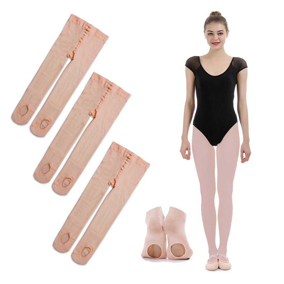 Buy 3 Pairs Ballet Dance Tights - Velet Convertible Ballerina Dancing ...