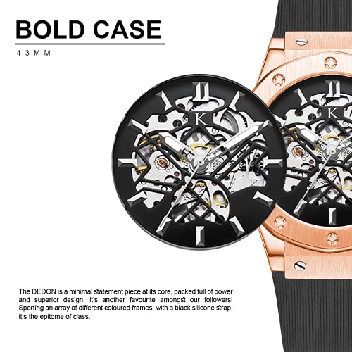 Kredo Men DEDON Rose Gold Automatic Skeleton Analogue Watch-KW031 ...