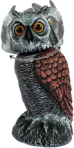 Owl Decoy with Rotating Head,Wind-Action Owl Waterproof Realistic ...