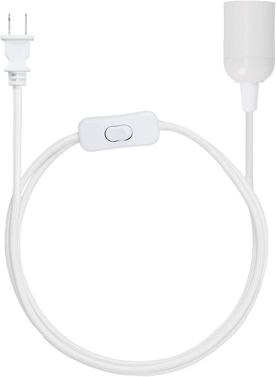 kwmobile Plug-in Light Cord - 20ft Long Fabric Pendant Lamp Cable with ...