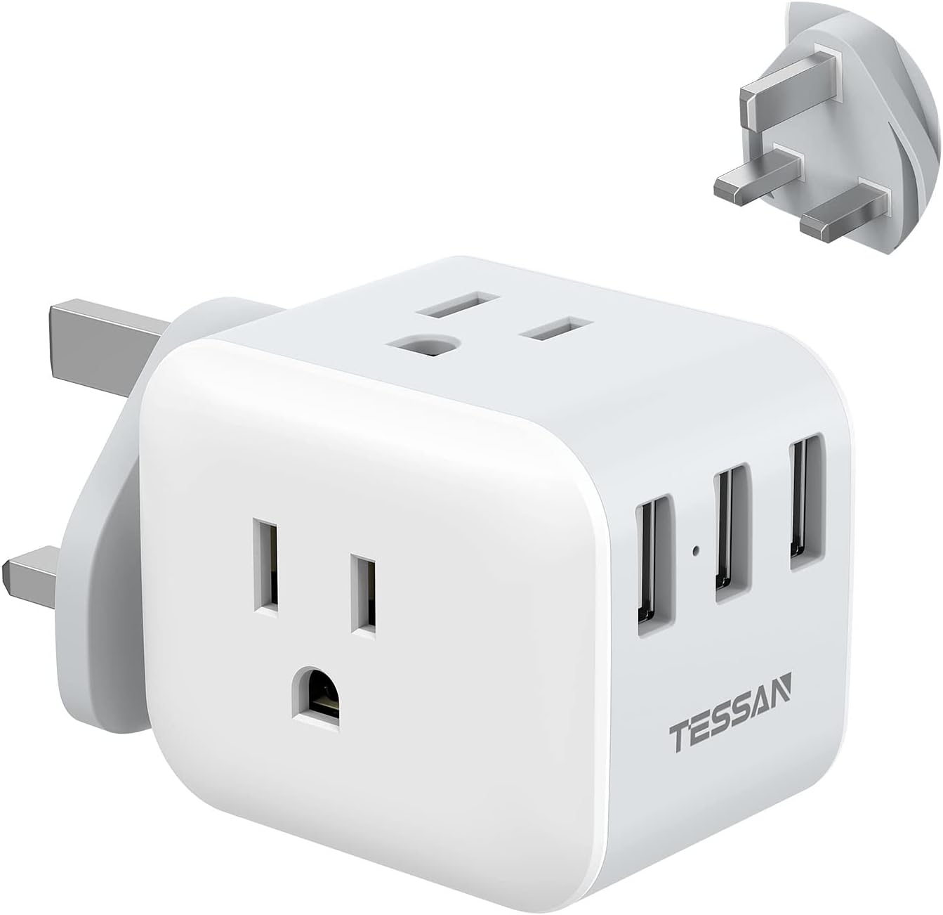Amazon.com: TESSAN US to UK Plug Adapter, Type G Travel Adaptor with 2 ...
