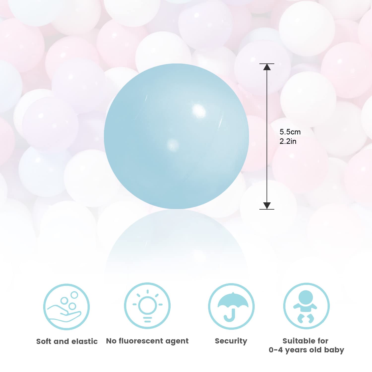 TRENDBOX Ball Pit Balls for Babies, Pack of 100 2.16 inch Plastic Balls ...