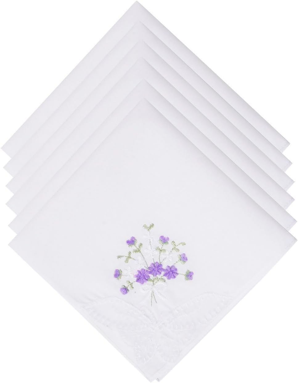 Selected Hanky Women's Cotton Handkerchiefs Flower Embroidered with ...
