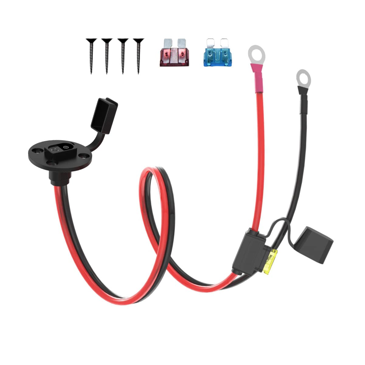 ELFCULB 2FT 14AWG SAE Power Socket Sidewall Port to O Ring Connecters ...
