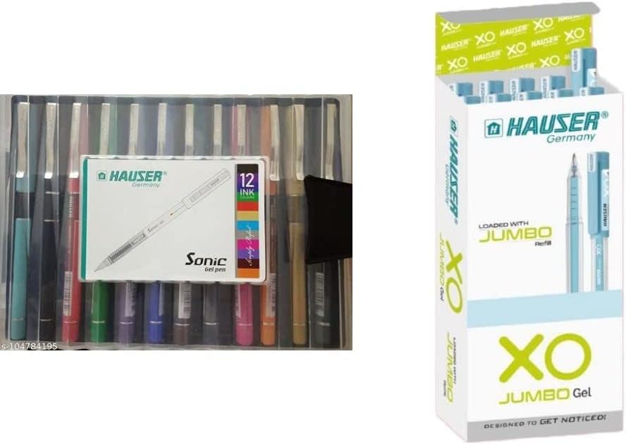 Hauser Sonic Multicolor Gel Pen With Hard Box Case | 0.5 mm Tip Size ...