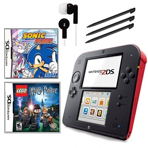 Amazon.com: Nintendo 2DS Red Console Bundle 2 Games and Accessories by ...