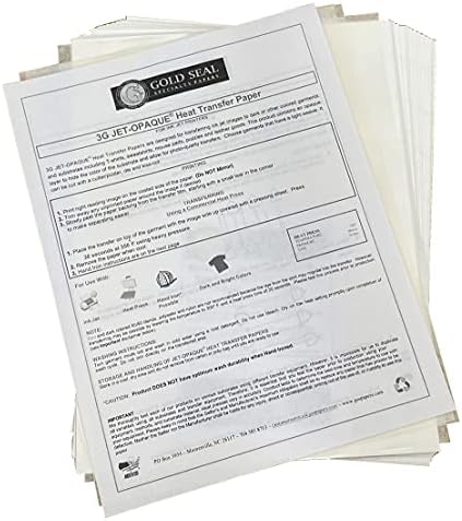 Amazon.com: Inkjet Heat Transfer Paper for Dark Garments 3g Jet Opaque ...