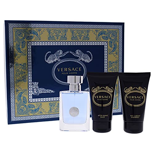 Amazon.com : Versace Pour Homme for Men - 3 Pc Gift Set 1.7oz EDT Spray ...