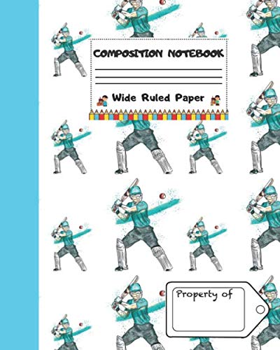 Composition Notebook Wide Ruled Paper: Cricket Player Pattern | Cute ...